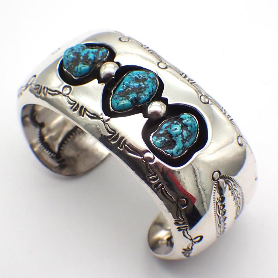 Shadow Box Turquoise Cuff Bracelet Sterling Silver - Etsy