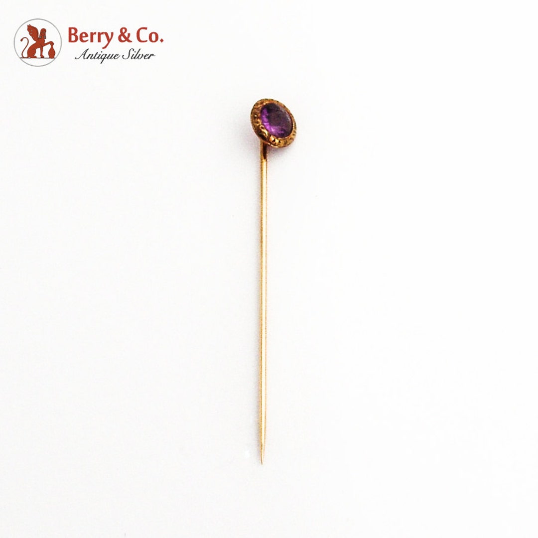 Antique Round Ornate Amethyst Stick Pin 14K Gold 1890 - Etsy