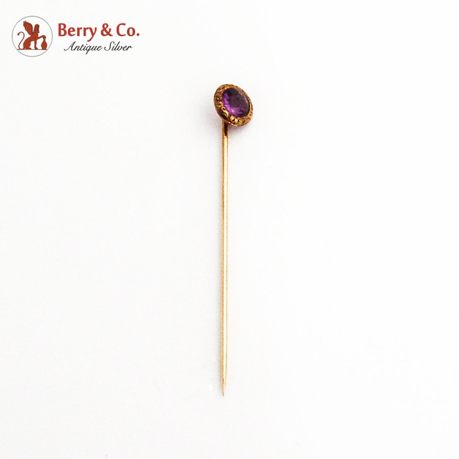 Antique Round Ornate Amethyst Stick Pin 14K Gold 1890 | Etsy