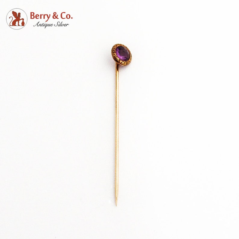 Antique Round Ornate Amethyst Stick Pin 14K Gold 1890 - Etsy