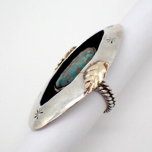 Shadow Box Turquoise Ring Sterling Silver 14K Gold Accents - Etsy