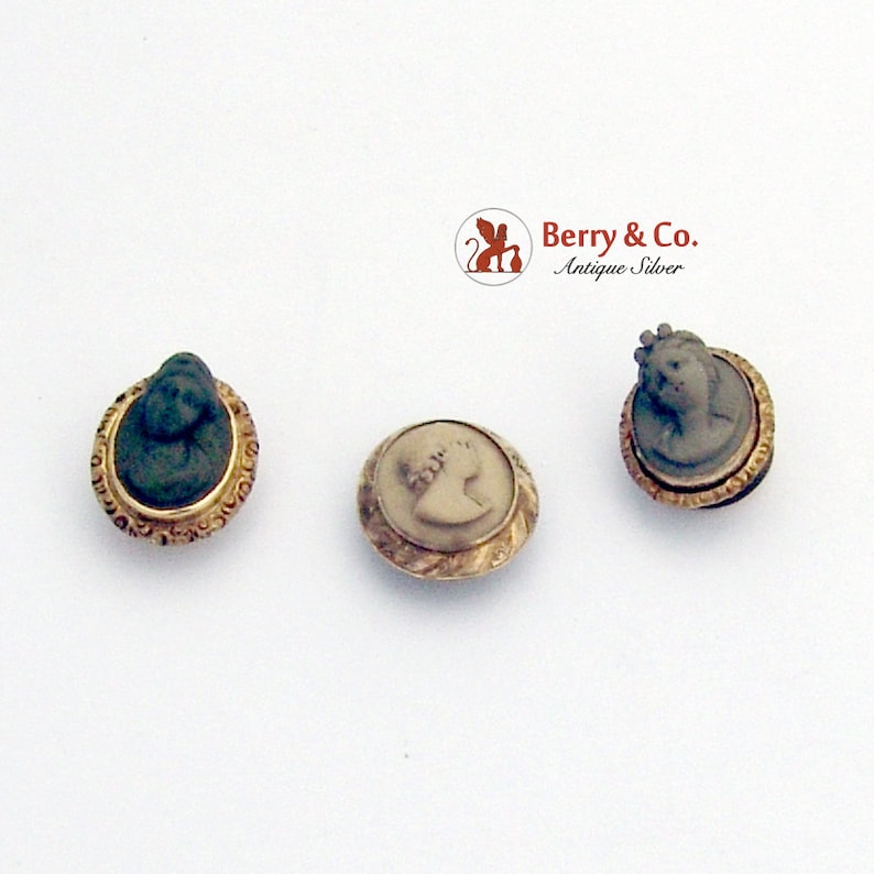 Antique High Relief Cameo Buttons Set Soft Stone 10K Gold 1870 - Etsy