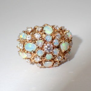 Opal Diamond Bombay Ring 14K Yellow Gold - Etsy