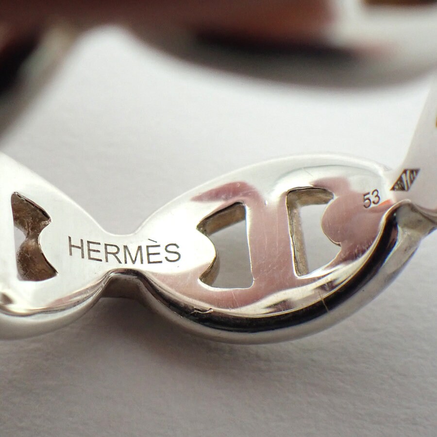 Hermes Chaine D Ancre Enchainee Ring Sterling Silver Boxed Hermes Chaine D Ancre Enchainee Ring Sterling Silver Boxed