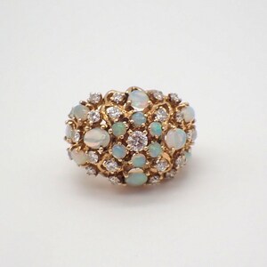 Opal Diamond Bombay Ring 14K Yellow Gold - Etsy