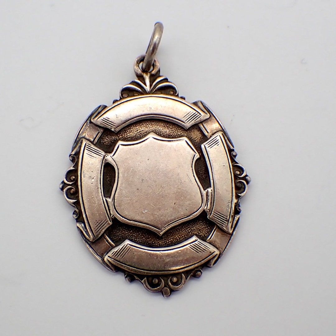 Shield Medallion Pendant Fob English Sterling Silver 1930 - Etsy