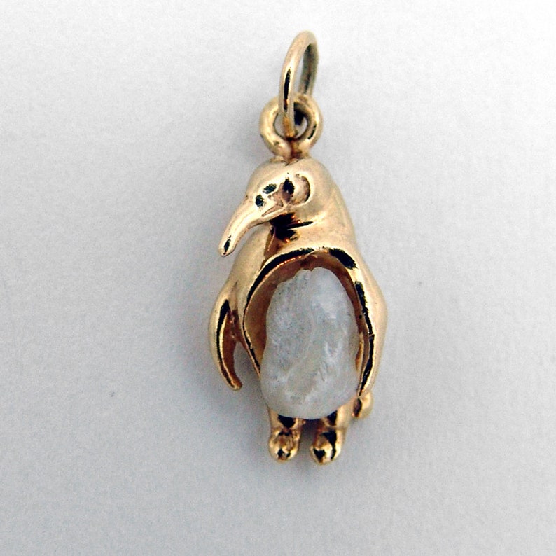 Penguin Charm Pendant Baroque Pearl 14K Yellow Gold - Etsy