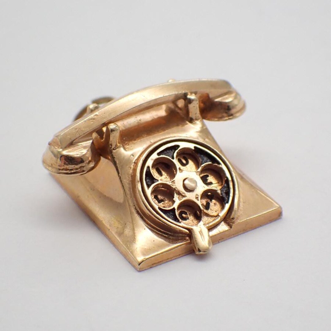 Rotary Telephone Charm 14K Gold Movable I LOVE YOU Message - Etsy