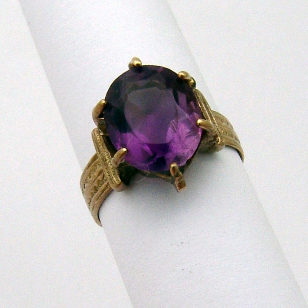 Antique Victorian Amethyst Ring 14K Yellow Gold - Etsy