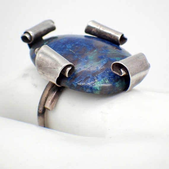 Arts And Crafts Lapis Statement Ring Sterling Silver … - Gem