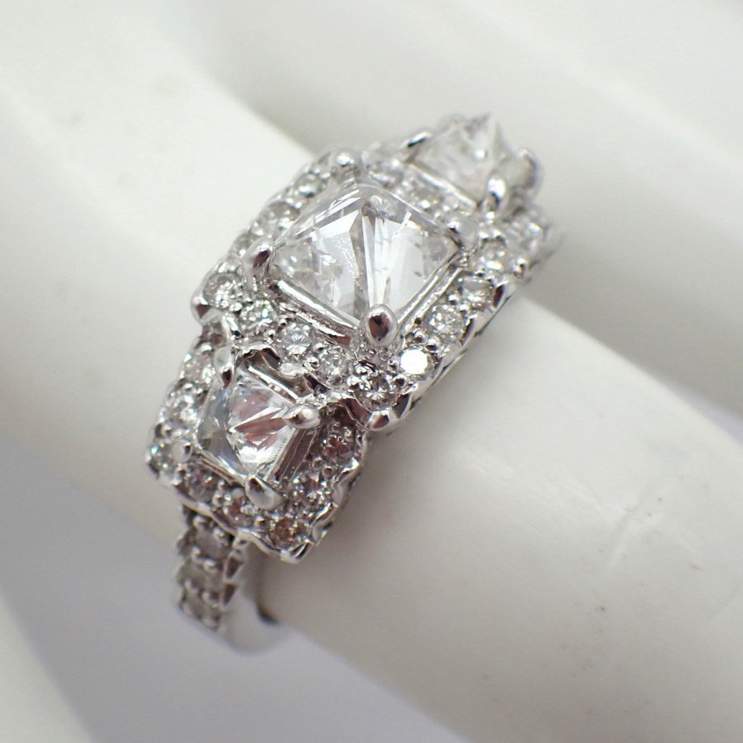 Diamond Pyramid Ring 18K White Gold - Etsy