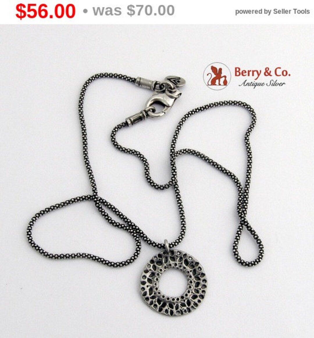 Sale Sale Vintage Round Pendant Chain Necklace Sterling - Etsy