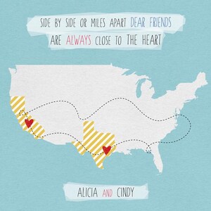 Long Distance Friendship - Custom World Map - Long Distance ...