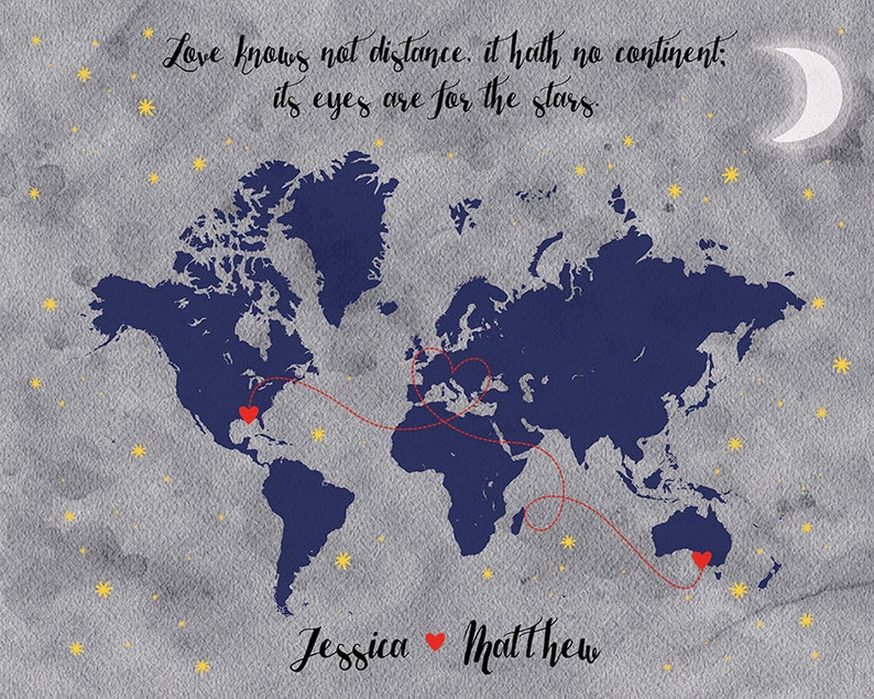 Custom Map Guestbook Map Long Distance Personalized Relationship Quote ...