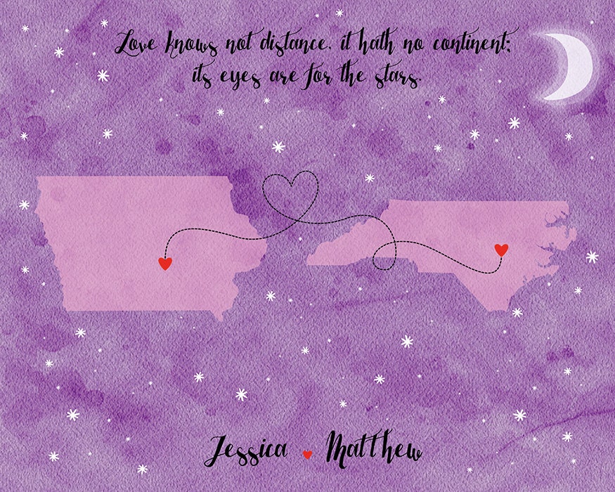Custom Map Guestbook Map Long Distance Personalized Relationship Quote ...