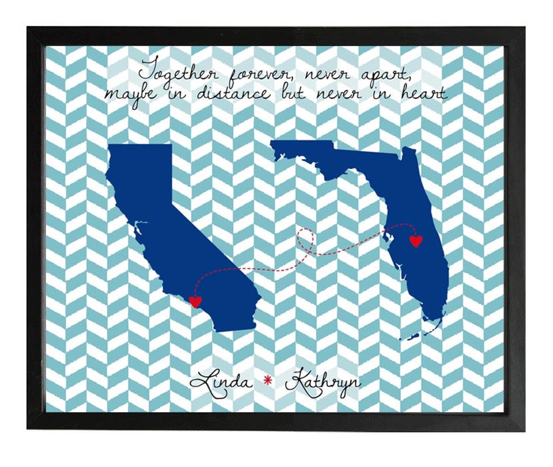 Long Distance Friendship Relationship Family Quote Map Custom Map World ...