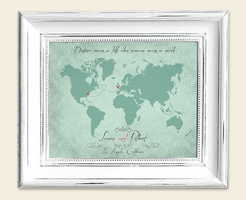 Wedding Guest Book Map - Custom Map - Custom Map Gift - Custom World ...