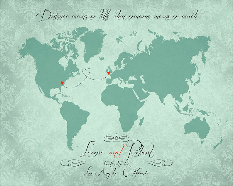 Custom World Map Any States Long Distance Personalized - Etsy
