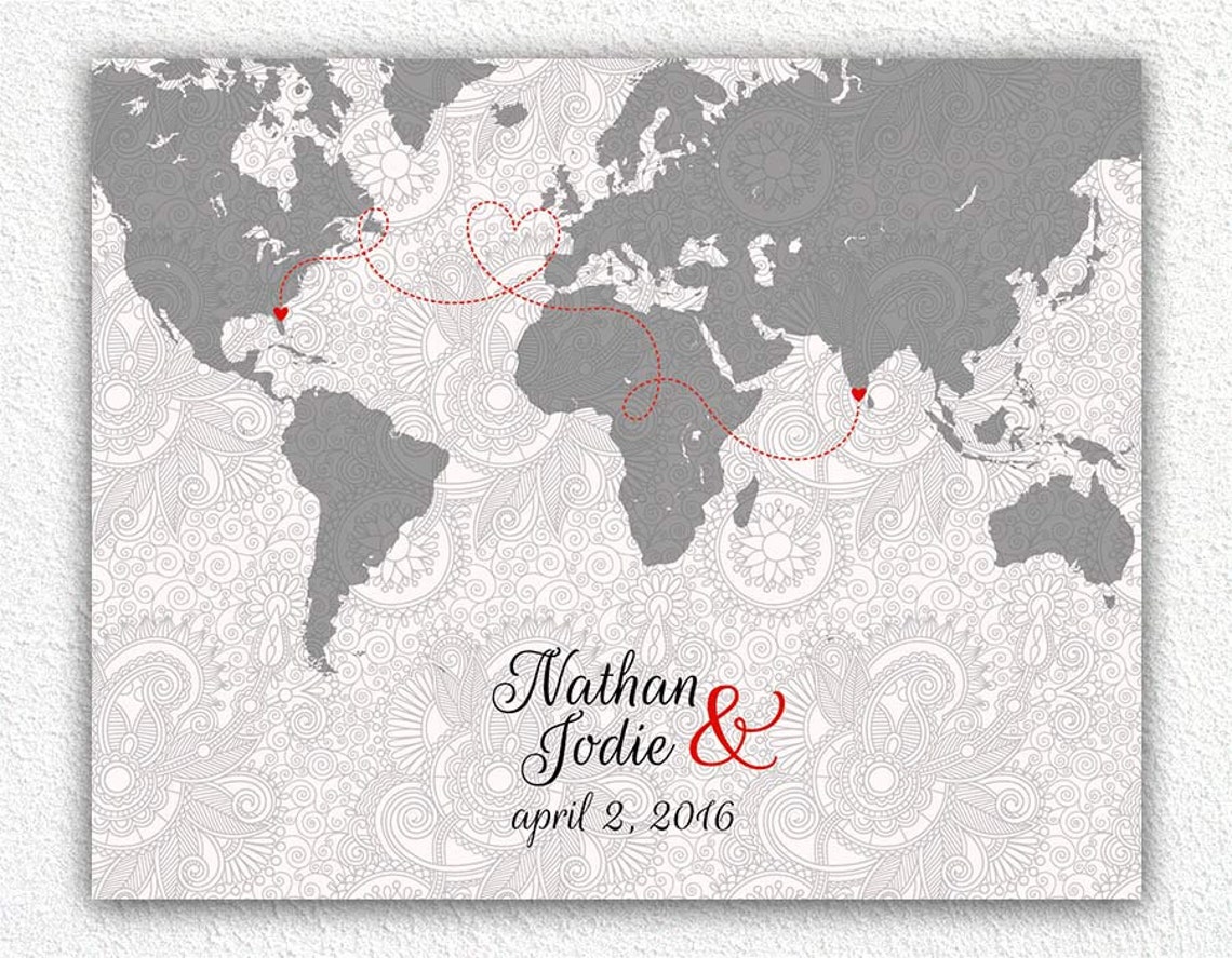 Custom World Map Pattern Map Custom Map Long Distance Friendship Love ...