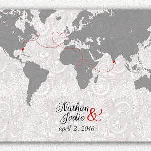 Custom World Map Pattern Map Custom Map Long Distance Friendship Love ...