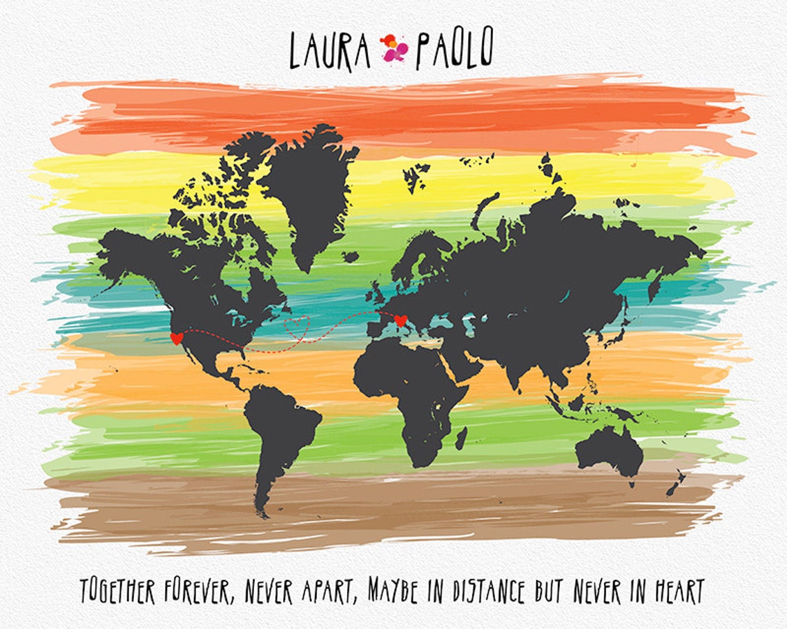 Custom World Map Friendship Relationship Map Any States or Country Long ...