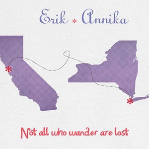 Digital File Printable Long Distance Friendship Family Map Relationship ...