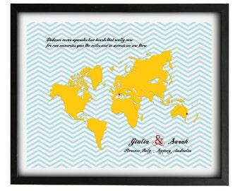 Digital File Printable Long Distance Friendship Family Map Relationship ...