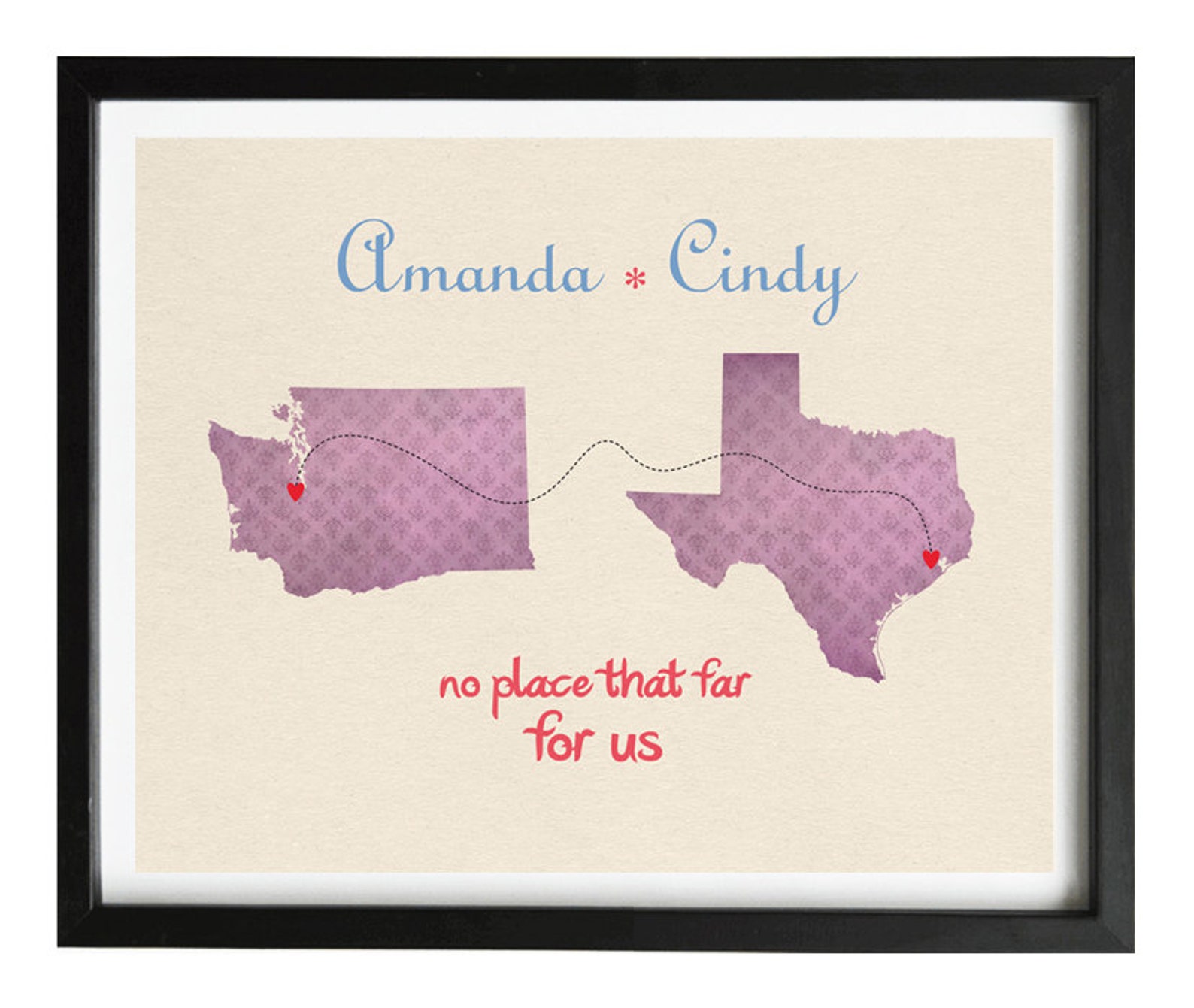 Digital File Printable Long Distance Friendship Family Map Relationship ...