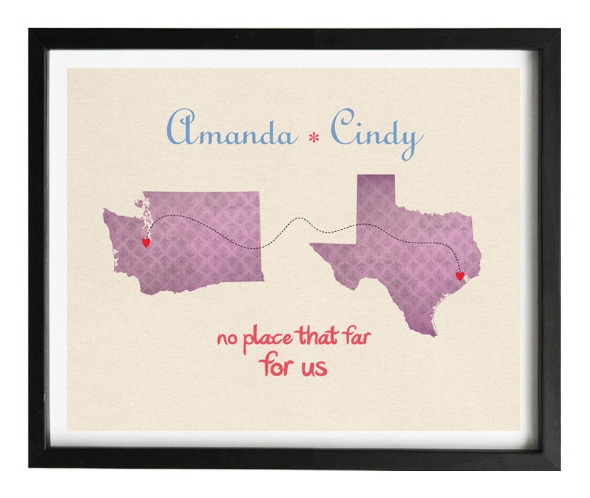 Digital File Printable Long Distance Friendship Family Map Relationship ...