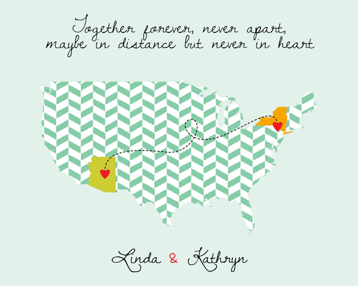 Long Distance Friendship Valentines Gift Love Map Family Quote Map ...
