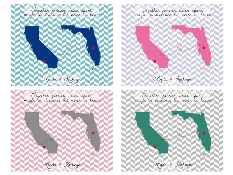 Long Distance Friendship Relationship Family Quote Map Custom Map World ...