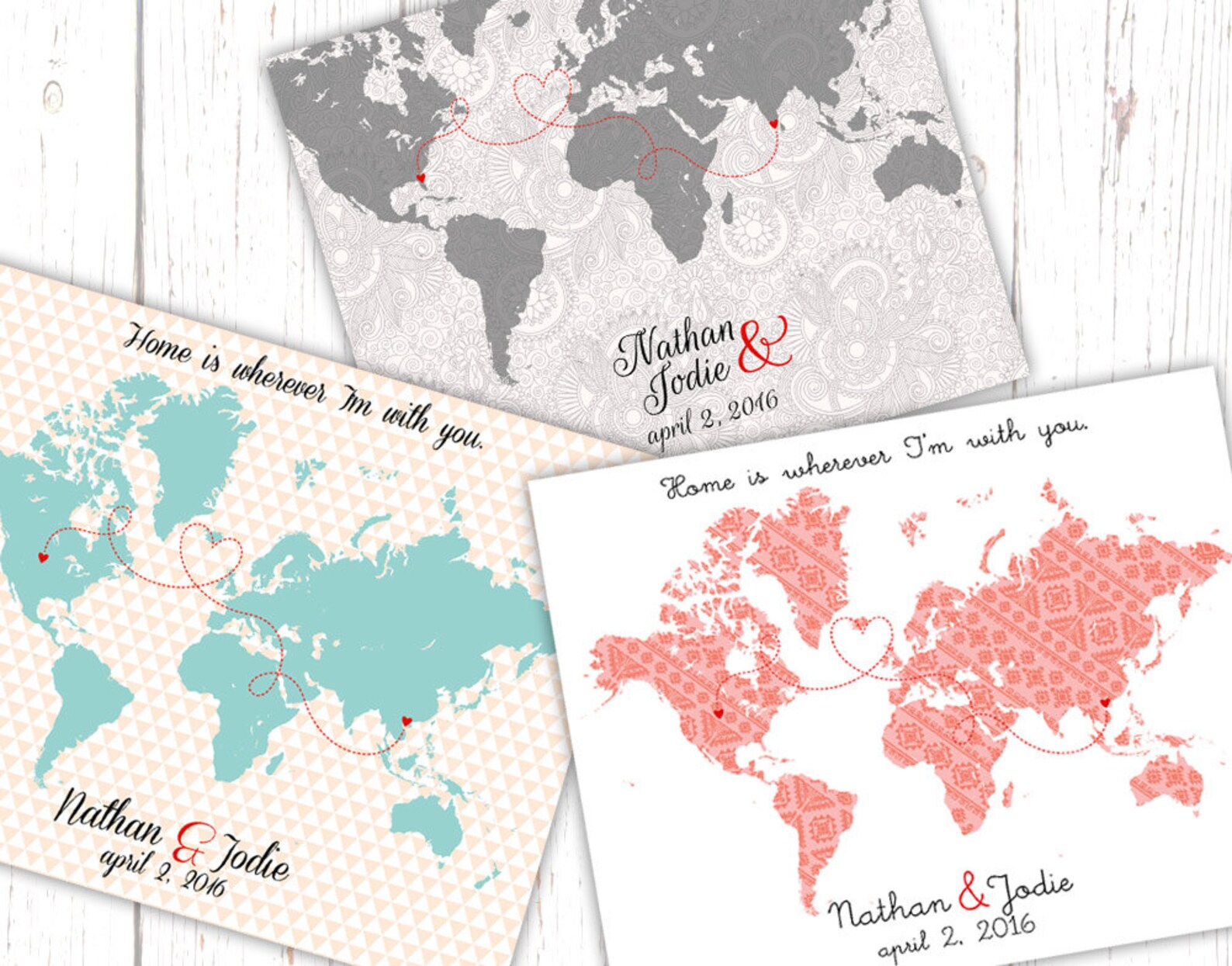 Custom World Map Pattern Map Custom Map Long Distance Friendship Love ...