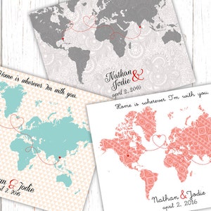 Custom World Map Pattern Map Custom Map Long Distance Friendship Love ...