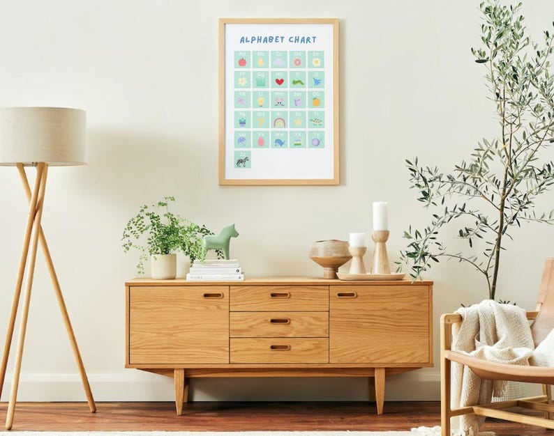 Alphabet Chart Poster, Digital Download, Printable Nursery Artwork ...
