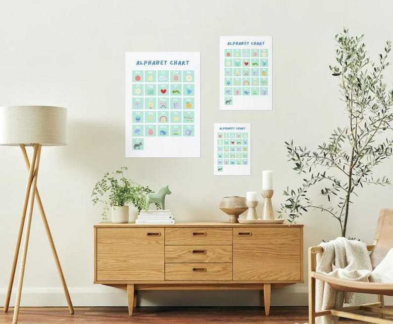 Alphabet Chart Poster, Digital Download, Printable Nursery Artwork ...