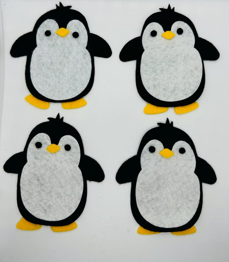 4 X Felt Die Cut Penguin Shapes for Crafting, DIY Crafting Die Cuts ...