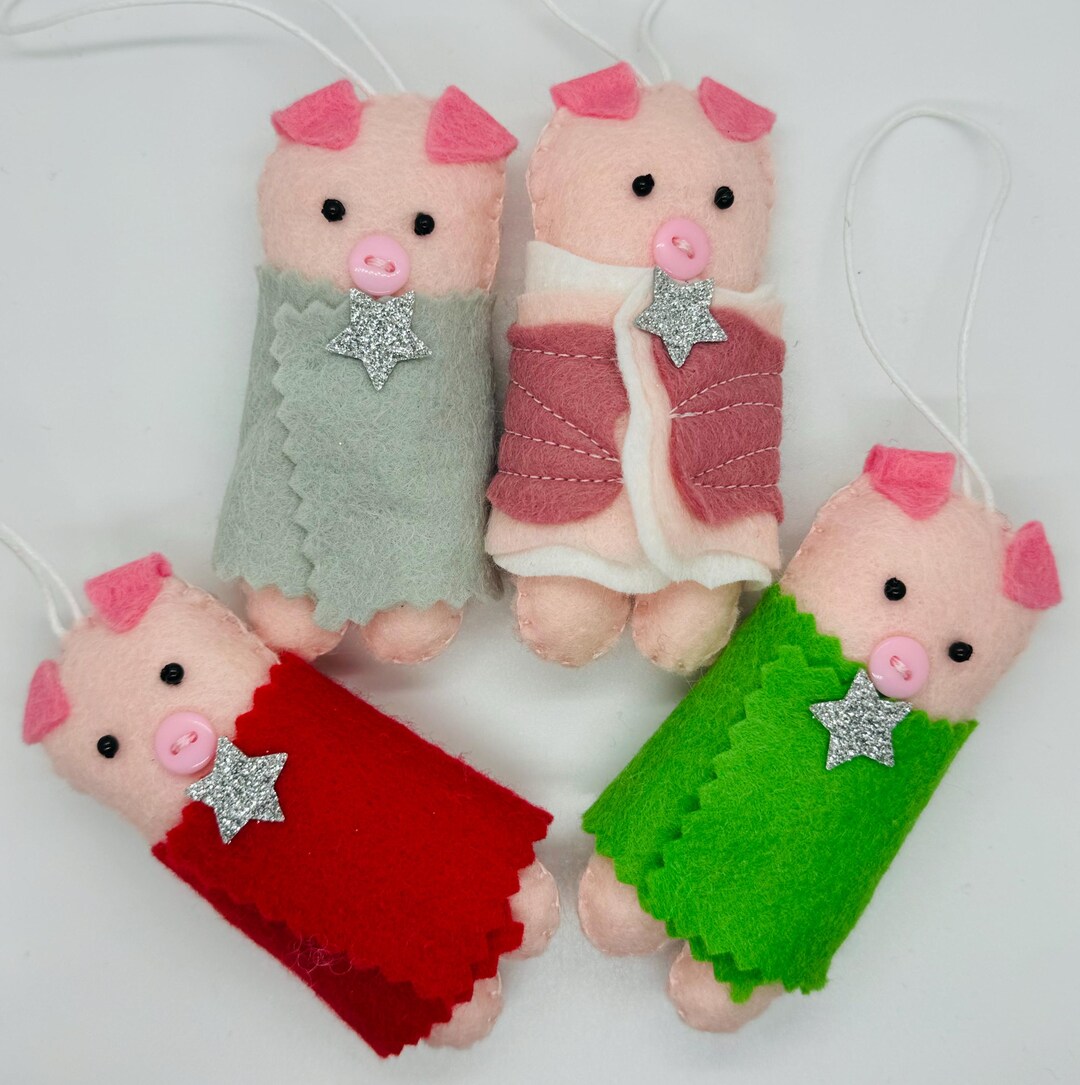 Cute Handmade Felt Pigs in Blankets Decorations, Christmas Tree Pigs in ...