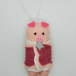 Cute Handmade Felt Pigs in Blankets Decorations, Christmas Tree Pigs in ...