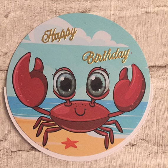 Crab Birthday Card Crab Greetings Card Birthday Card - Etsy