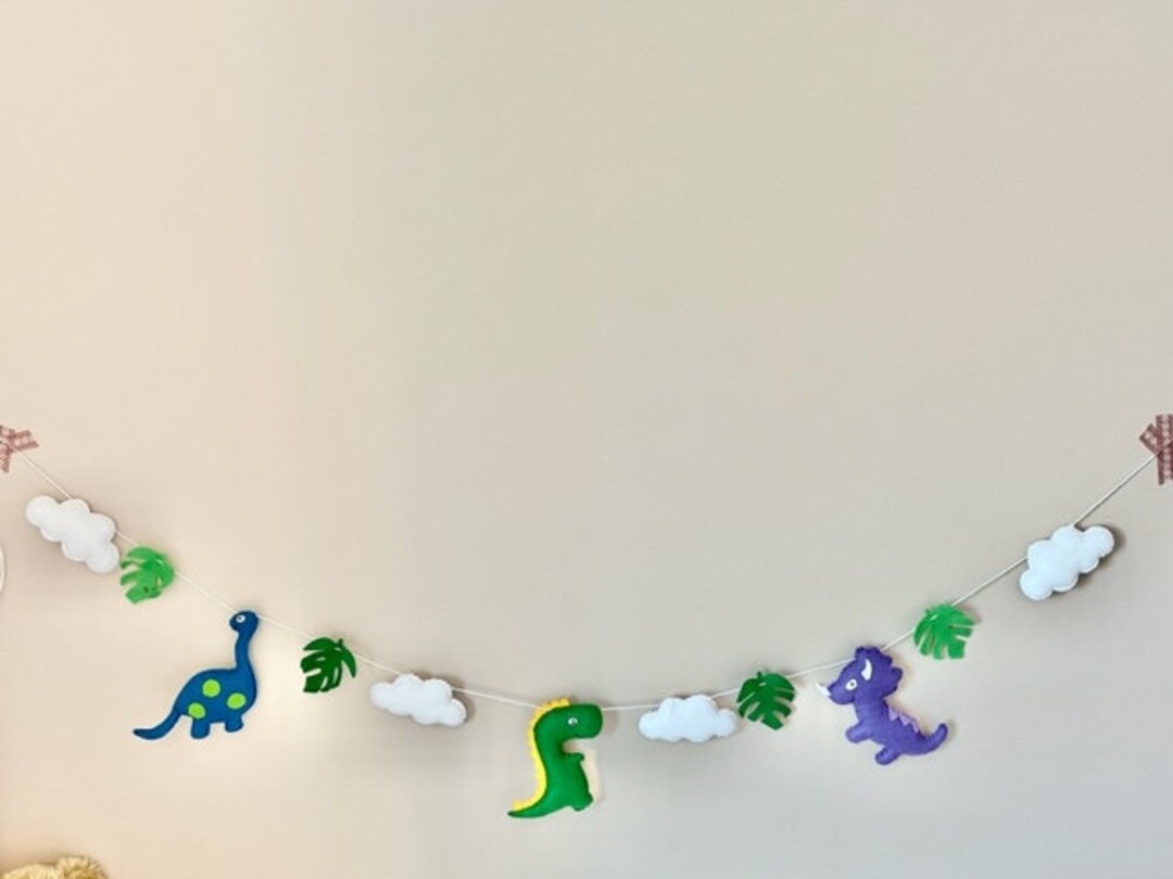 Dinosaur Bunting, Felt Nursery Dinosaur Garland, Nursery Decor ...