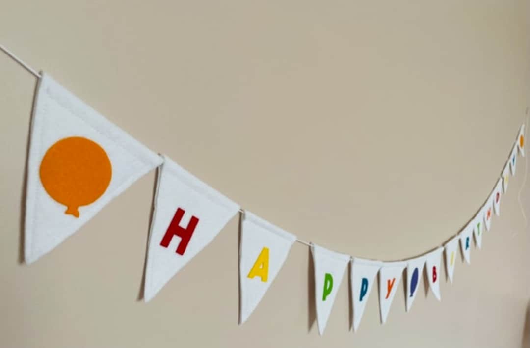Mini banderines de feliz cumpleaños de fieltro, banderines hechos a ...