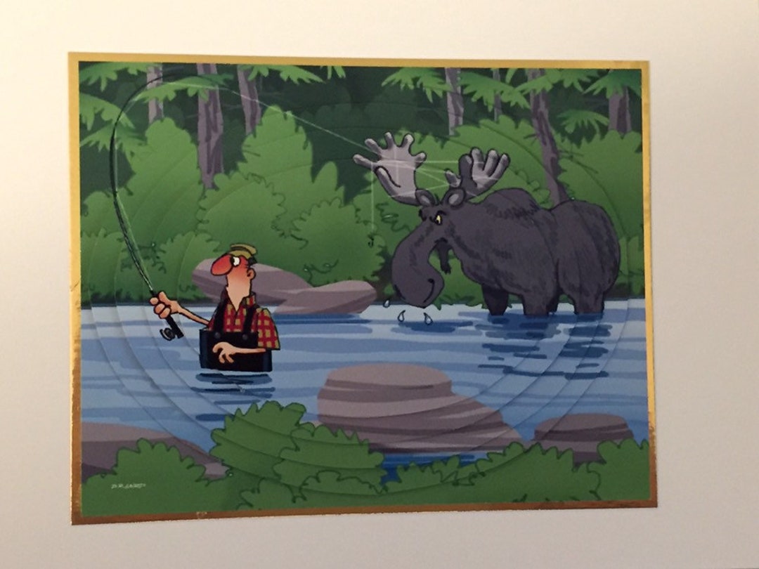 Fishing Moose Card, Funny Fishing Card, Decoupage 3D Card, Retirement ...