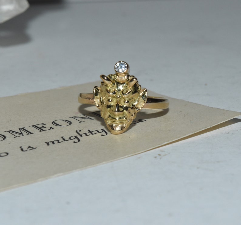 14K Gold Devil Prince of Darkness Diamond Ring Repurposed - Etsy