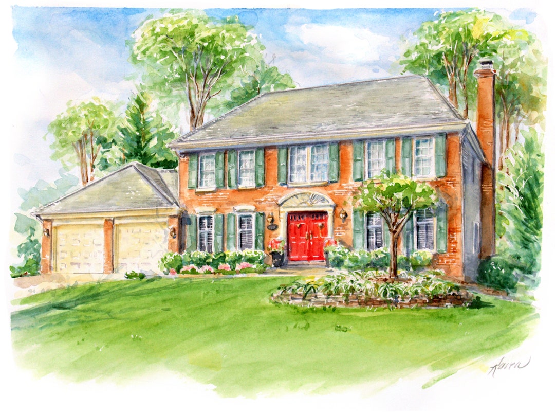 Custom House Portrait / Hand Painted/ House Warming Gift / Watercolor ...