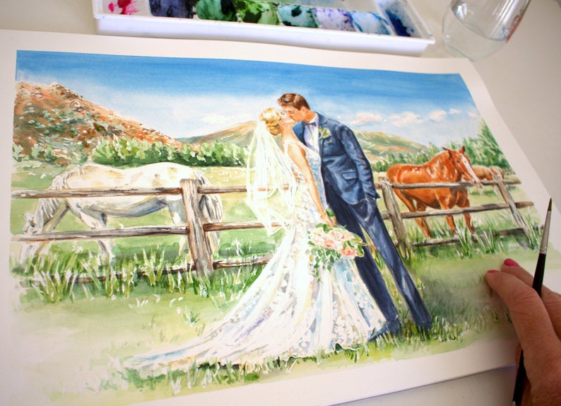Custom Wedding Painting/ Custom Watercolor Portrait / Watercolor ...
