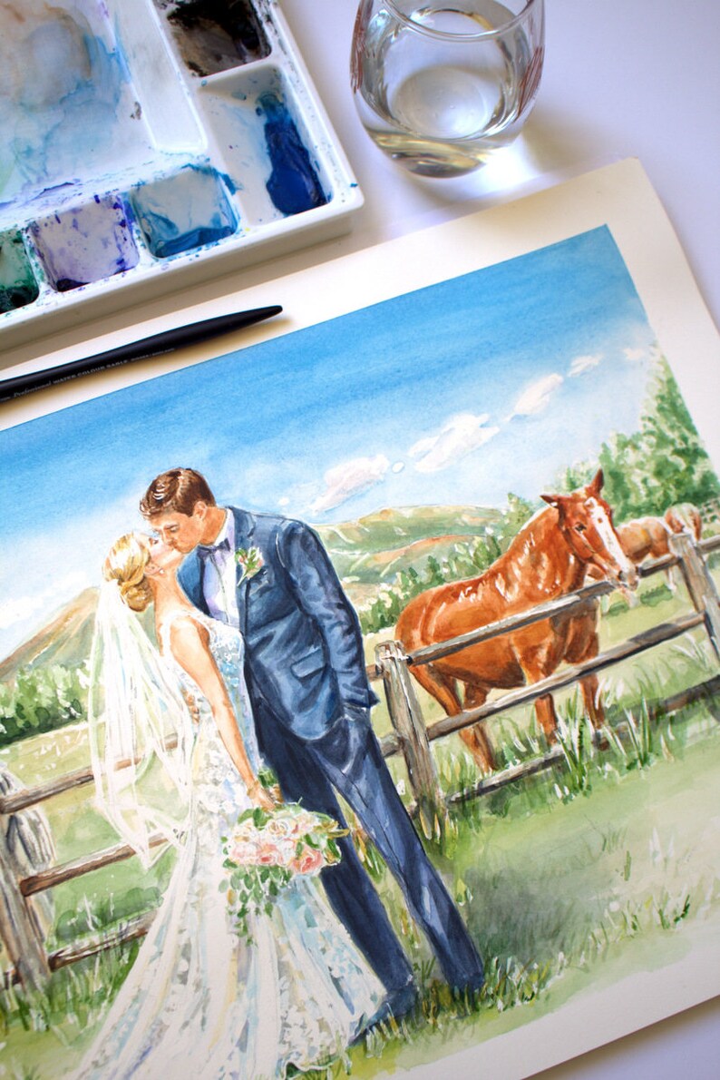 Custom Wedding Painting/ Custom Watercolor Portrait / Watercolor ...