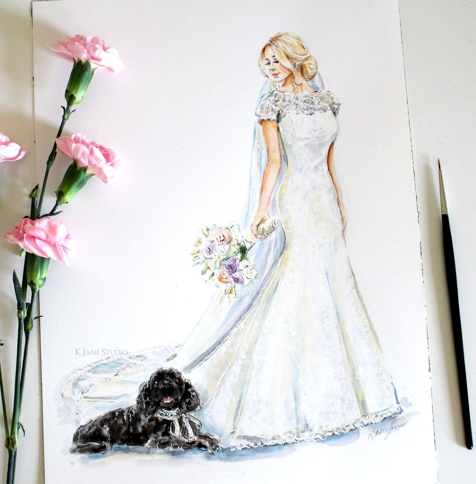 Bridal Portrait/ Wedding Painting / Custom Bride Painting/ | Etsy