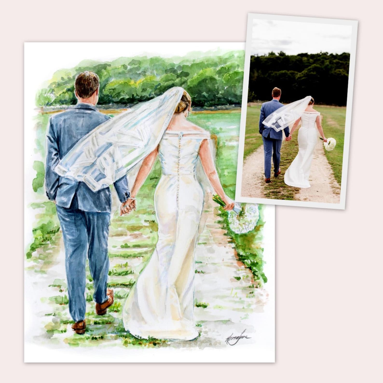 Wedding Painting/ Custom Watercolor Portrait / Couple Portrait/ Hand ...