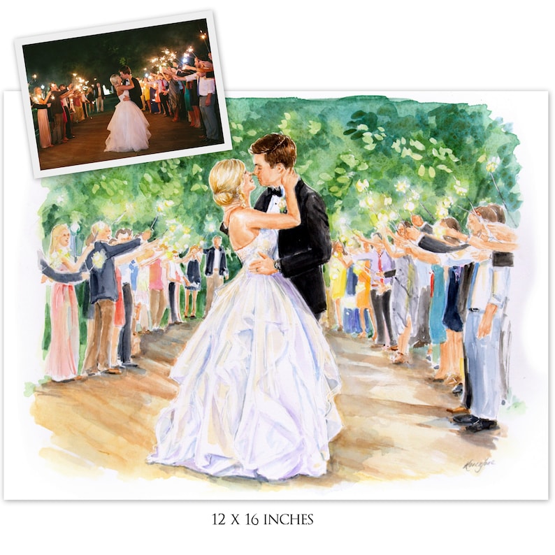 Custom Hand Painted Wedding Painting / Custom Watercolor Portrait ...