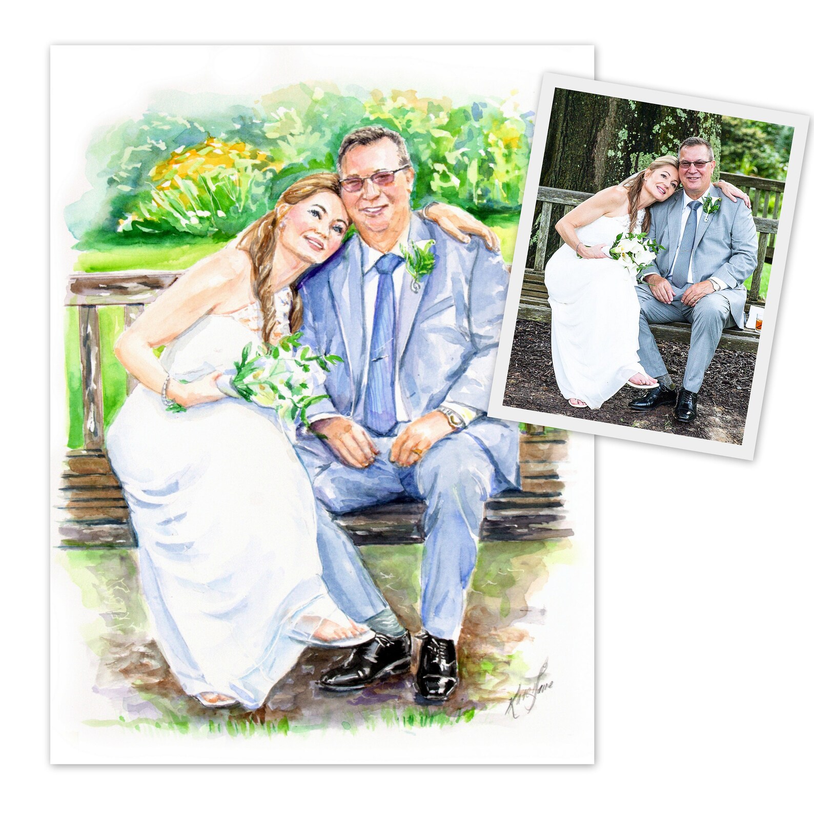Custom Wedding Portrait/ Couple Portrait/ Wedding/anniversary ...